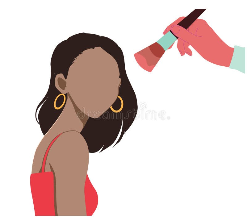 Beautiful Woman Character Doing Make Up. Stock Illustration ...
