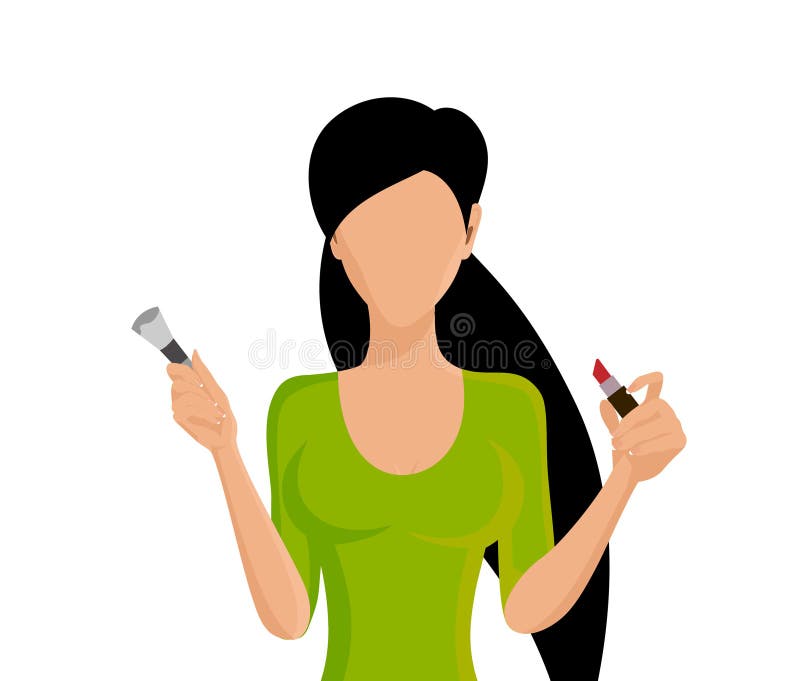 Beautiful Woman Character Doing Make Up. Stock Illustration ...