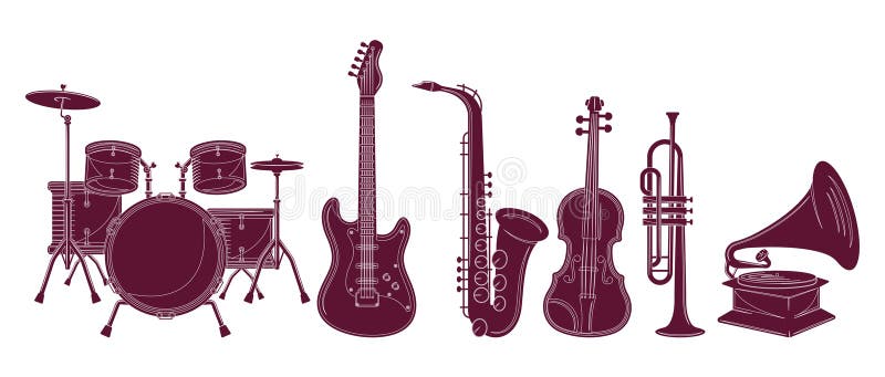 Music Instrument Band Equipment Vector Illustration Graphic Set Stock ...