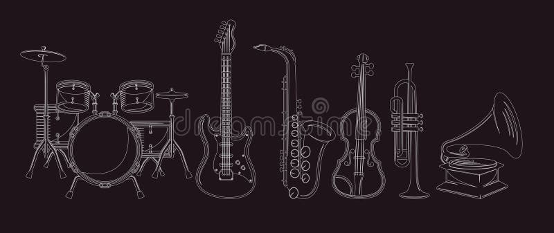 Music Instrument Band Equipment Vector Illustration Graphic Set Stock ...