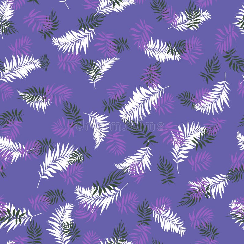 Tropical Palm Leaves Seamless Pattern on Purple Background. Vector ...