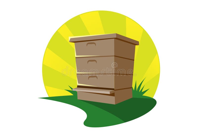 Vector Illustration of a Wooden Bee Box Hive Stock Vector ...