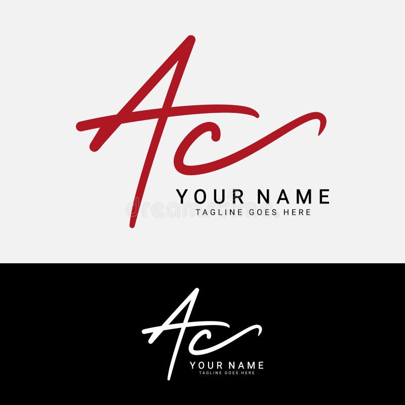 A, C, AC Initial Handwriting or Handwritten Letter Logo. Logo with ...