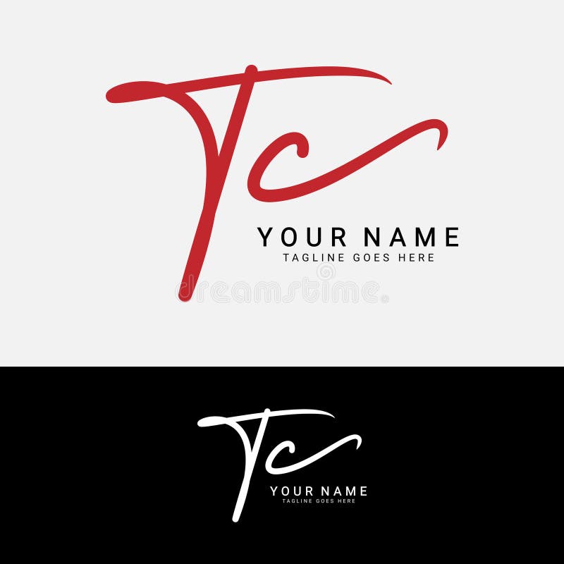 T, C, TC Initial Handwriting or Handwritten Letter Logo. Logo with ...