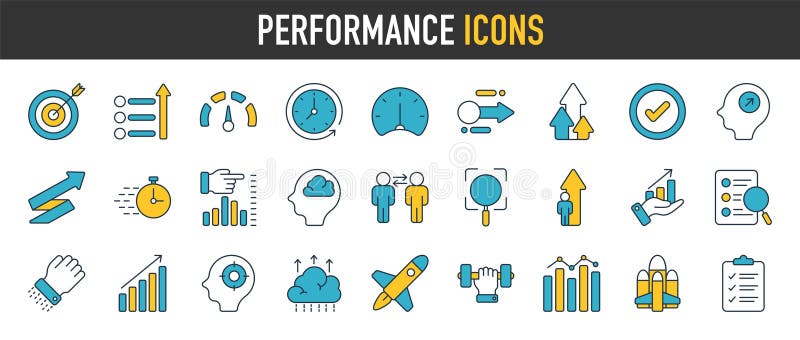 Performance icon set. stock vector. Illustration of check - 303038105