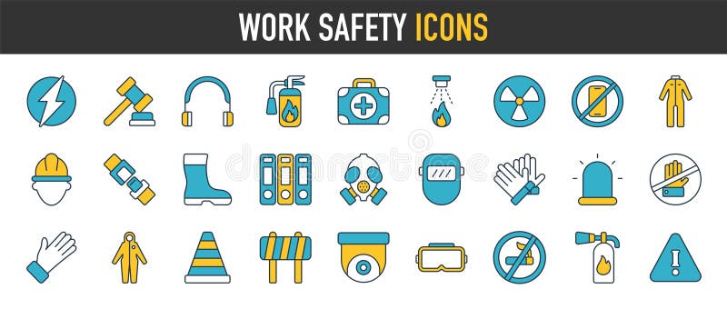 Protection and Work Safety the Workplace Icon Set. Stock Vector ...
