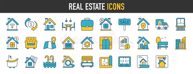 Real Estate Icon Set. Included the Icons As Realty, Property. Stock ...