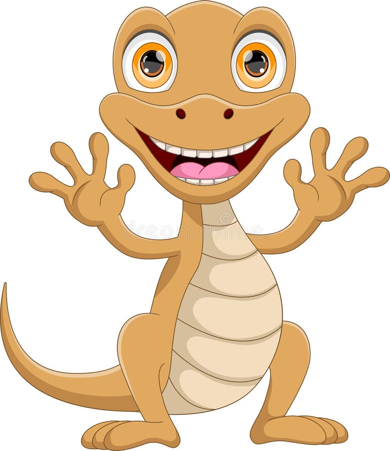 Cute lizard waving cartoon stock vector. Illustration of crocodile ...