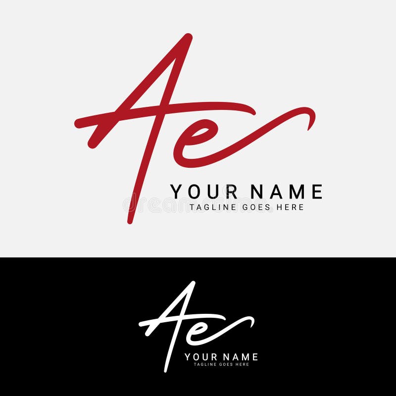 A, E, AE Initial Handwriting or Handwritten Letter Logo. Logo with ...
