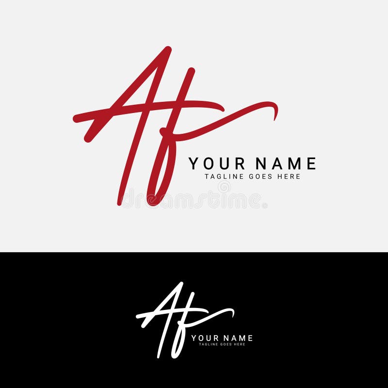 A, F, AF Initial Handwriting or Handwritten Letter Logo. Logo with ...