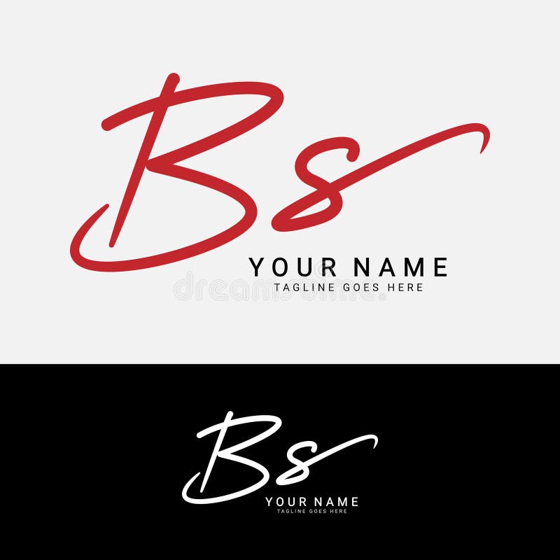 B, S, BS Initial Handwriting or Handwritten Letter Logo. Logo with ...