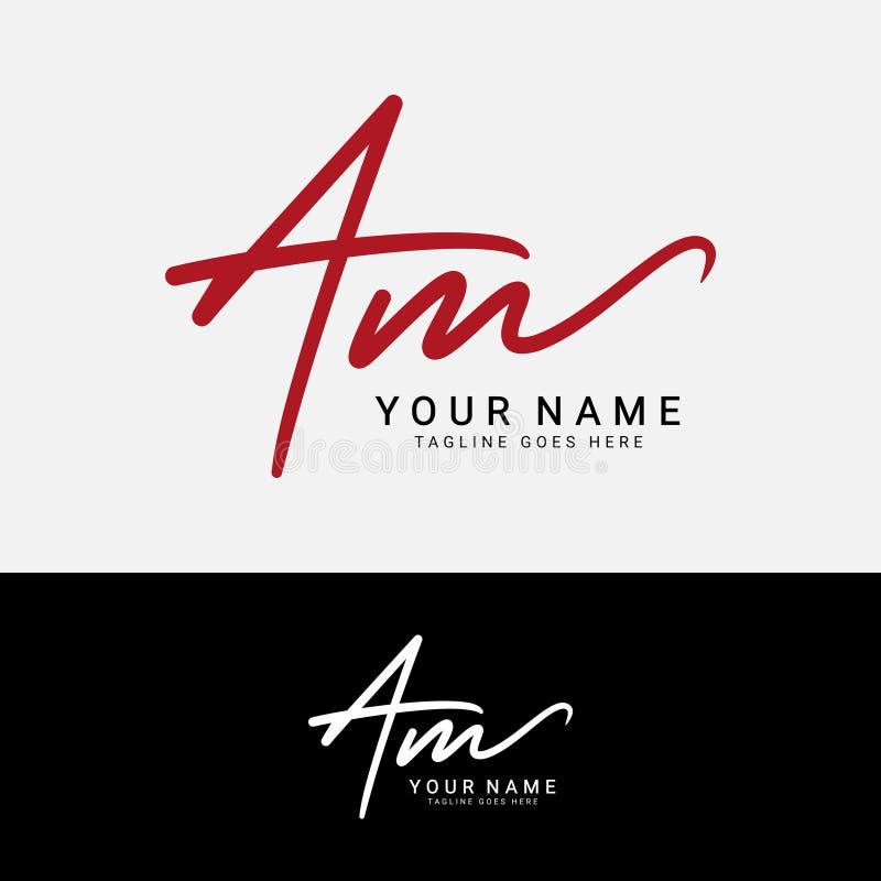 A, M, am Initial Handwriting or Handwritten Letter Logo. Logo with ...