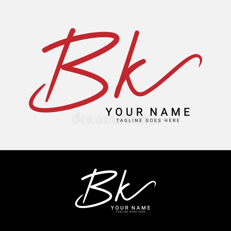 B, K, BK Initial Handwriting or Handwritten Letter Logo. Logo with ...