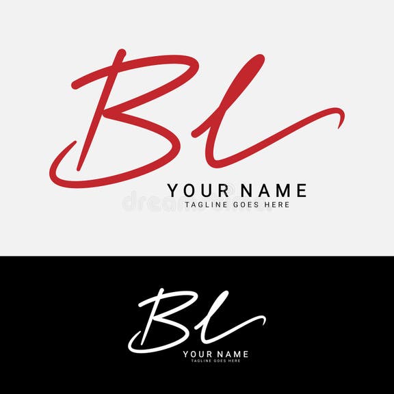 B, L, BL Initial Handwriting or Handwritten Letter Logo. Logo with ...