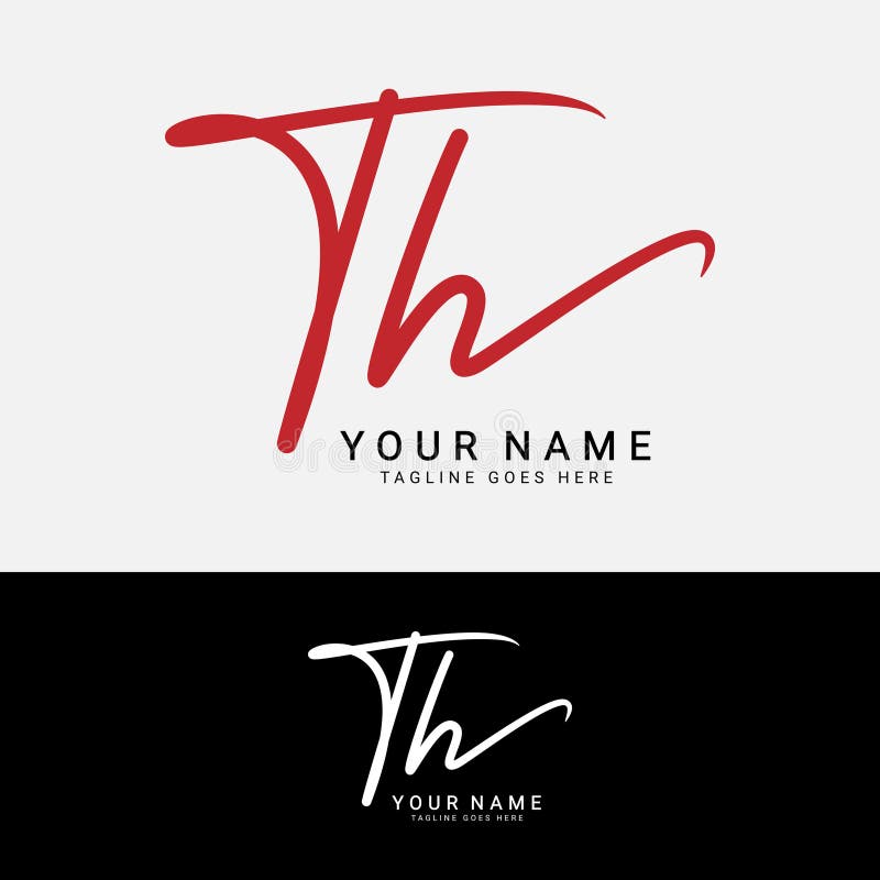 T, H, TH Initial Handwriting or Handwritten Letter Logo. Logo with ...