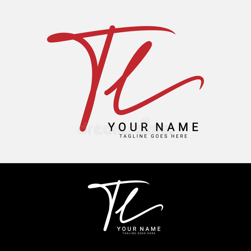 T, L, TL Initial Handwriting or Handwritten Letter Logo. Logo with ...