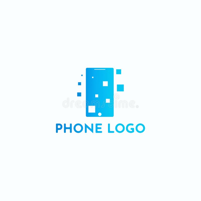 Phone Logo with Added Pixel Shapes Stock Vector - Illustration of logo ...