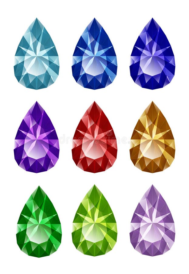 Set of Isolated Colorful Teardrop Shaped Gemstones Stock Vector ...