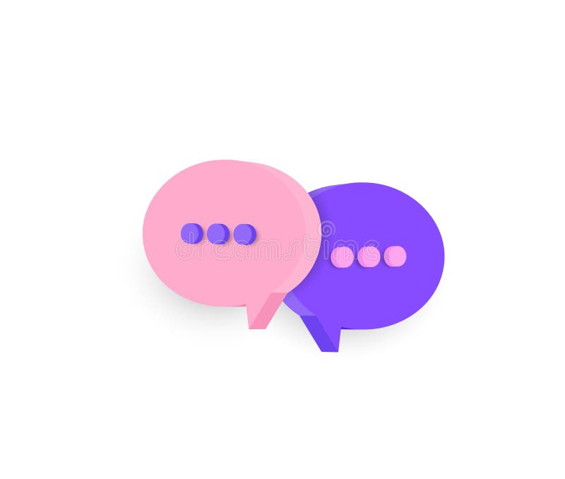 Pink and Purple 3D Chat Bubble. UI Design Icon. Vector Illustration ...