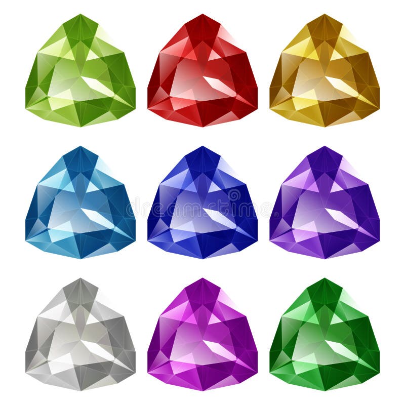 Set of Isolated Colorful Triangular Gemstones Stock Vector ...