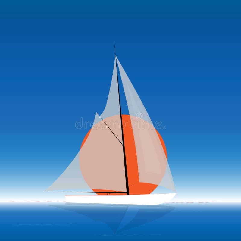 Boat and big red sun stock vector. Illustration of tropical - 304698666