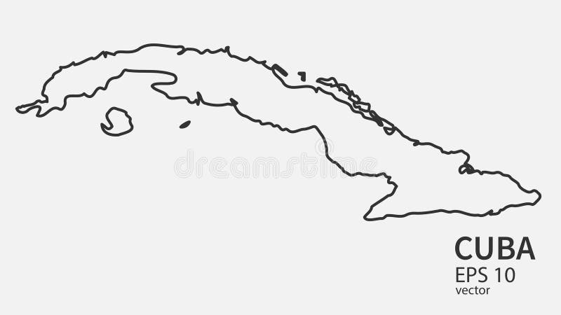 Vector Line Map of Cuba. Vector Design Isolated on White Background ...