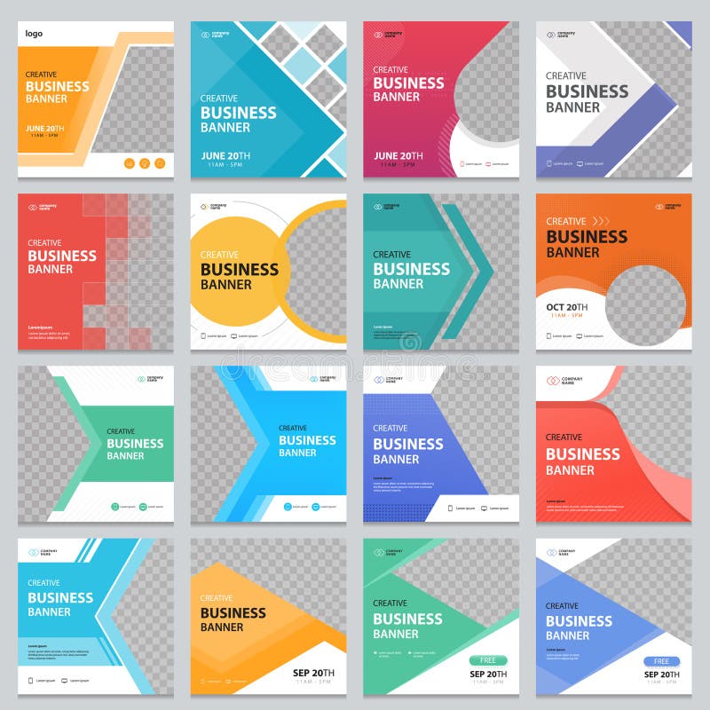 Set of Editable Square Business Web Banner Design Template. Suitable ...