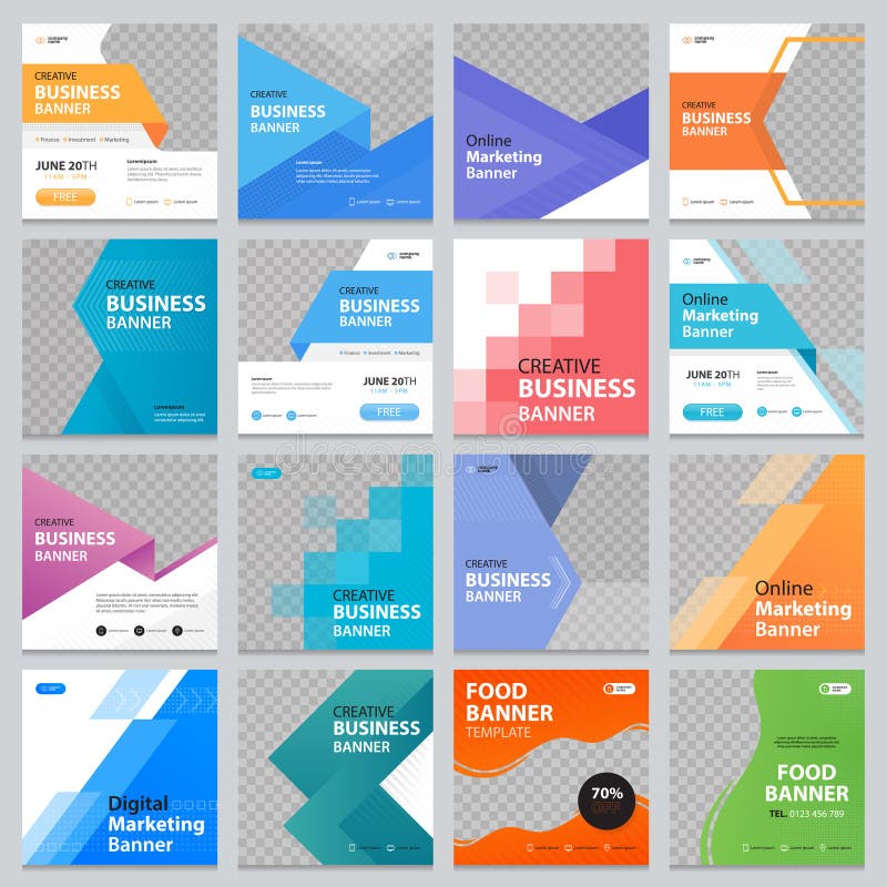 Set of Editable Square Business Web Banner Design Template. Suitable ...