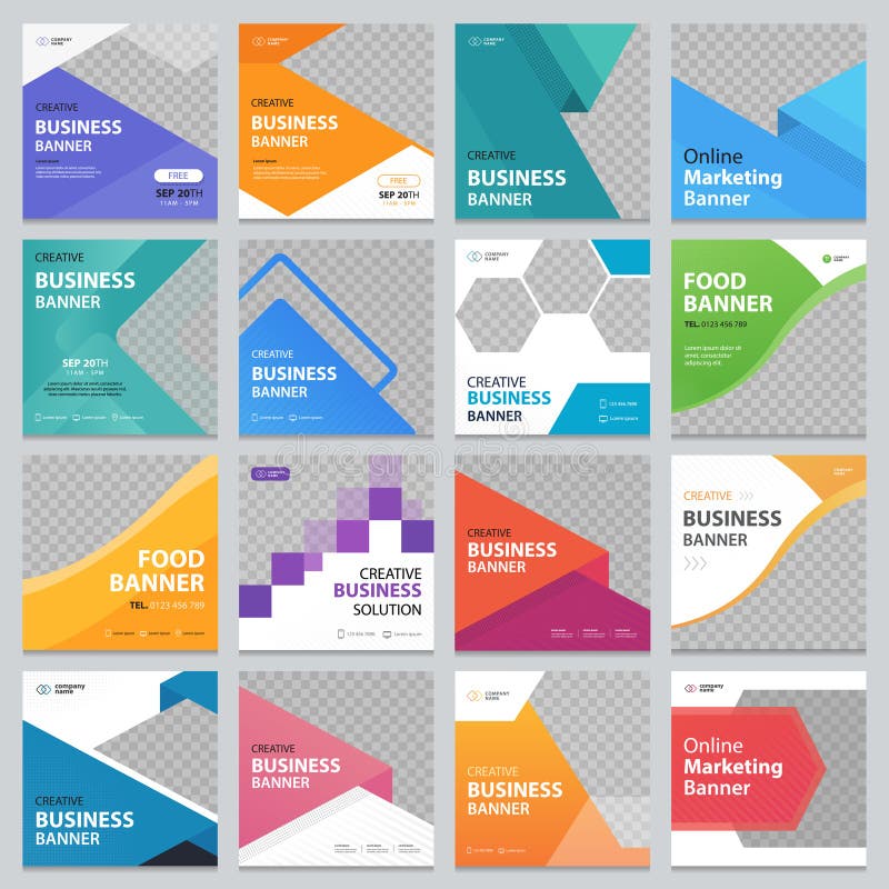 Set of Editable Square Business Web Banner Design Template. Suitable ...