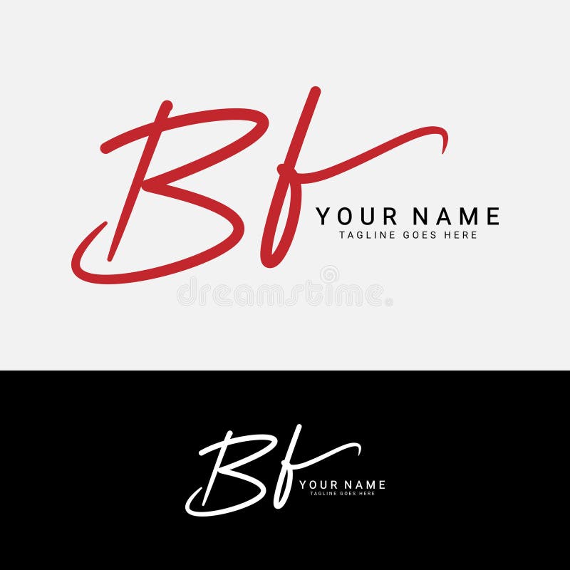 B, F, BF Initial Letter Logo. Alphabet BF Handwritten Signature Logo ...