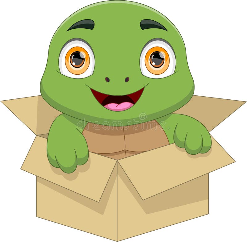 Cute Turtle in the Box Cartoon Stock Vector - Illustration of life ...