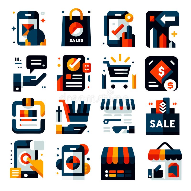 Set of Online Sale Icons in White Background. Stock Vector ...