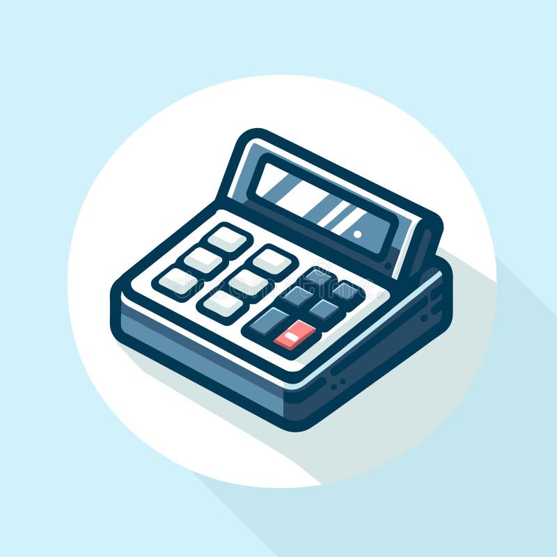Cashier Machine Icon in Blue Tones and Simple Flat Style. Stock Vector ...