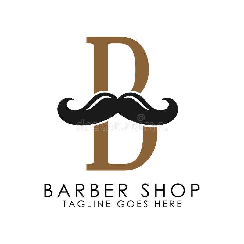Initial Letter B Mustache Logo Design. Alphabet B Barber Shop Icon ...