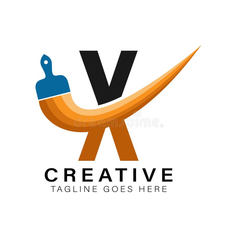 Letter X Paint Brush Logo. Alphabet X House Paint Business Icon Stock ...