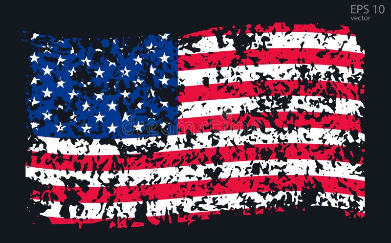 Vector Flag of USA. Vector Illustration with Cracks and Abrasions.Web ...