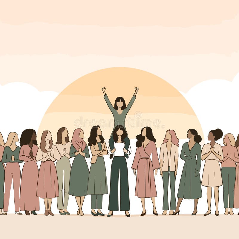 Illustration of Women Supporting Other Women and Standing Together ...