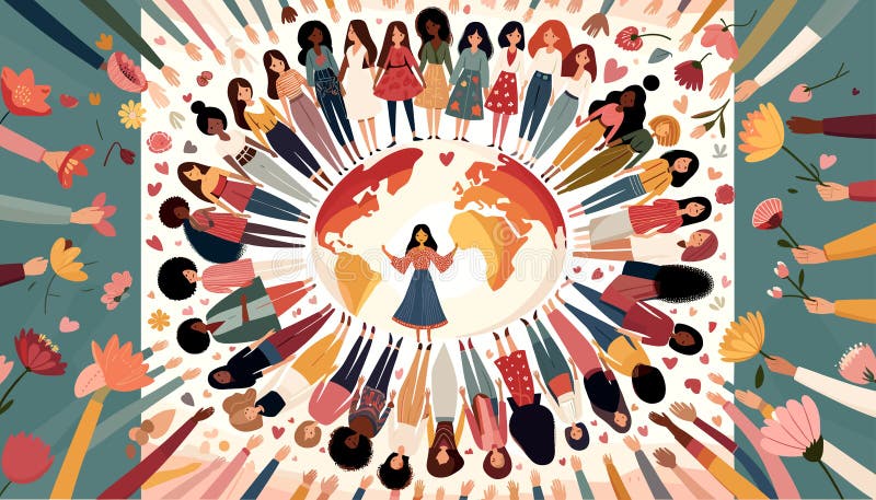 Illustration of Women from All Over the World Coming Together. Stock ...