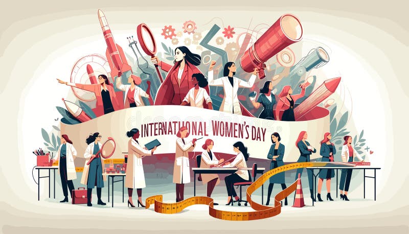 Illustration of Women Working in Tech and Other Work Fields. Stock ...