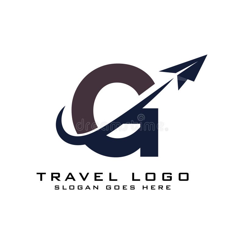 Letter G Travel Logo Icon Design with Plane Graphic Element for Travel ...