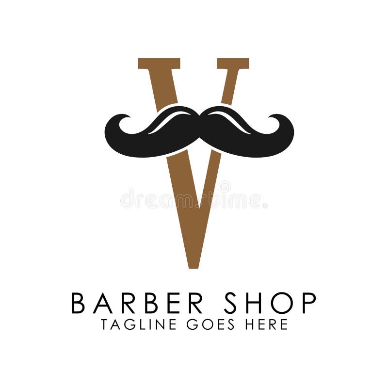 Initial Letter V Mustache Logo Design. Alphabet V Barber Shop Icon ...