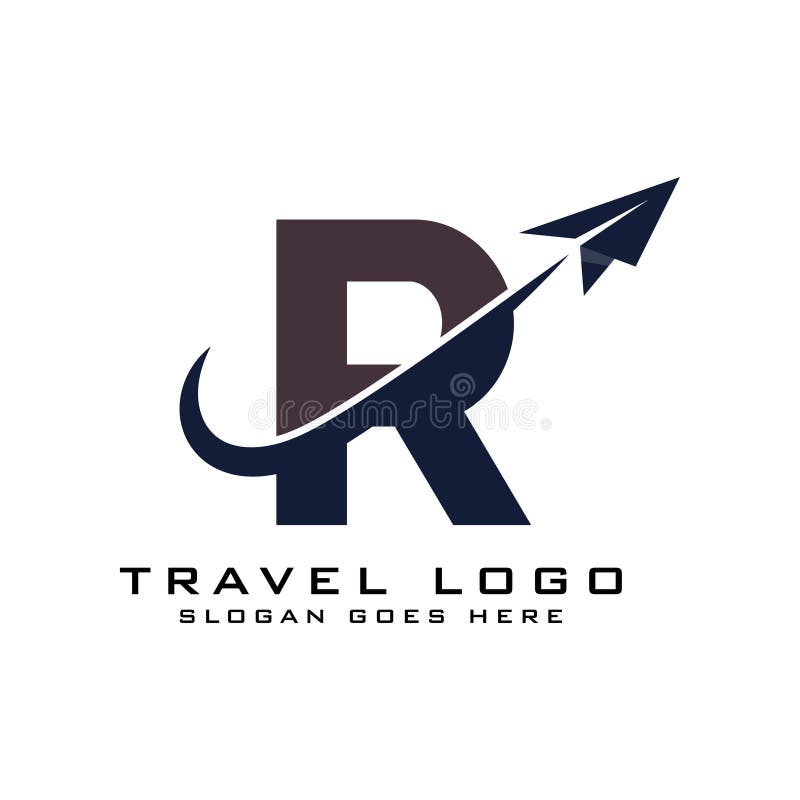 Letter R Travel Logo Icon Design with Plane Graphic Element for Travel ...