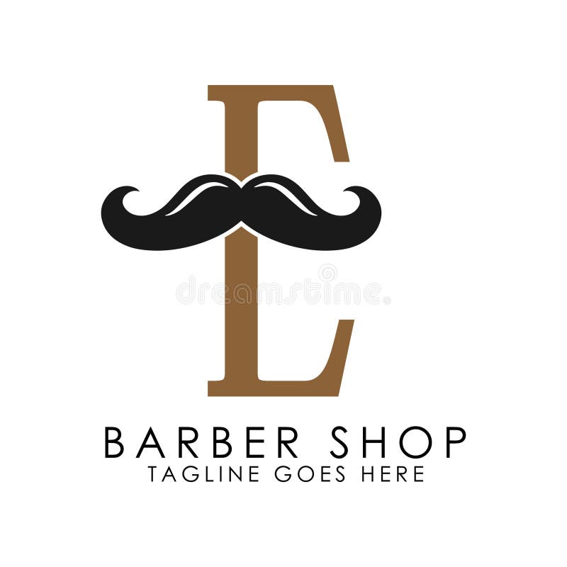 Initial Letter E Mustache Logo Design. Alphabet E Barber Shop Icon ...