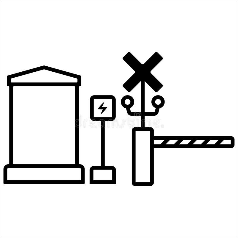 Railroad Crossing with Barrier Icon Vector Illustration Stock ...