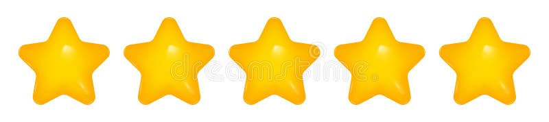 Five Star Rating, Customer Feedback Concept. 5 Yellow Stars, Glossy 3d ...