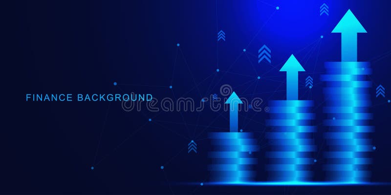 Coin Money Stack with Up Arrows. Economy Finance, Increase Revenue ...