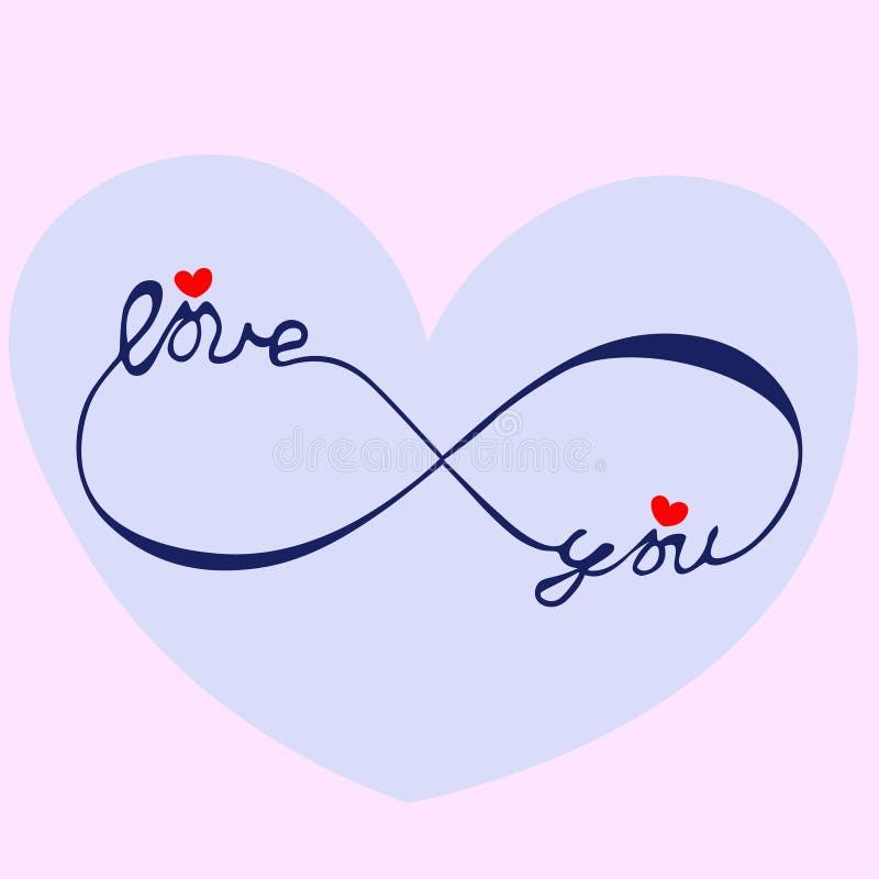 Purple Heart with Text "love You" in Infinity Shape on Pink Card Stock ...