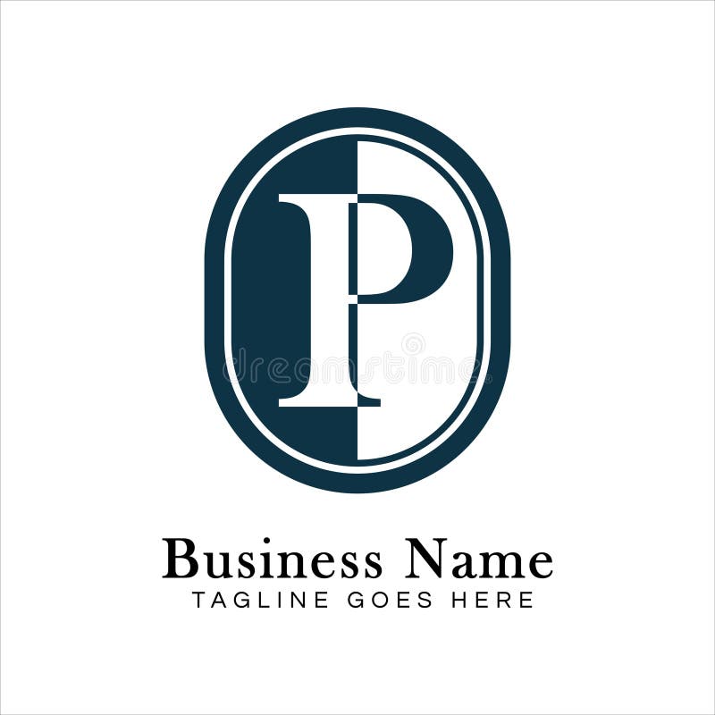 Letter P Logo in Oval Shape. Alphabet P Business Icon in Round Shape ...