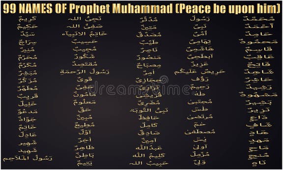 99 Names of Prophet Muhammad Stock Illustration - Illustration of ...
