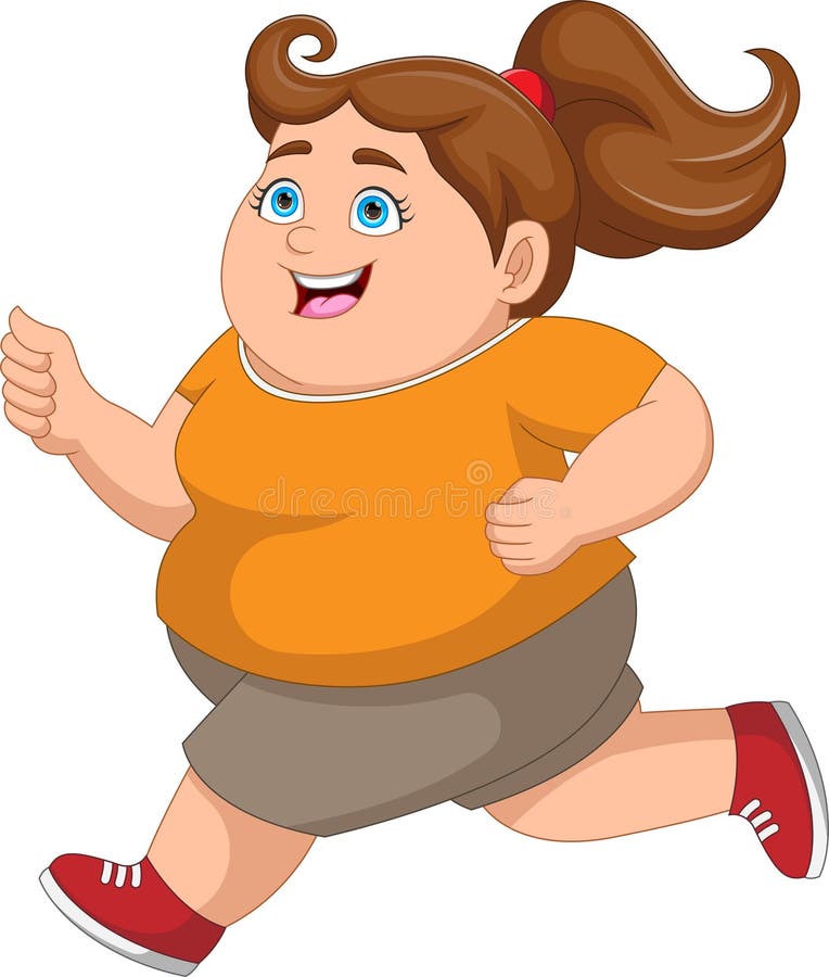 Fat woman running cartoon stock vector. Illustration of cardio - 310379666